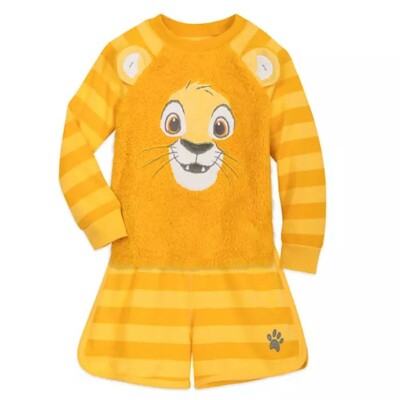 Disney Store Simba Long Sleeve & Shorts Pajama Set Girls PJs The Lion ...