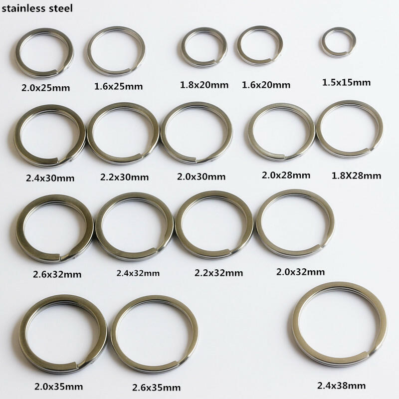 15-38mm Stainless Steel Flat Key Ring Key Chain Flat Split Key Ring10 ...