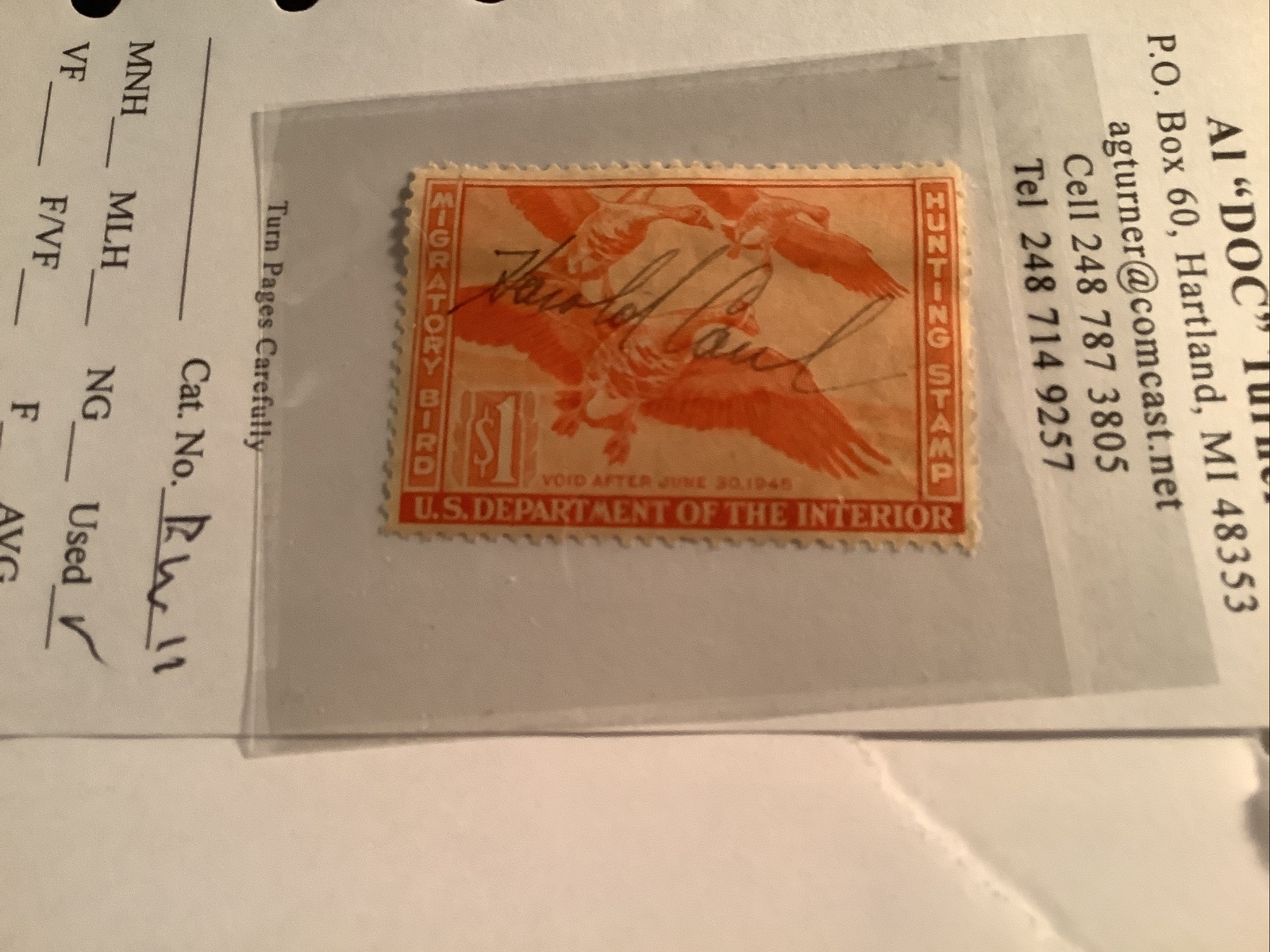 US Scott #RW11 used Hunting Permit Duck Stamp ^ | eBay