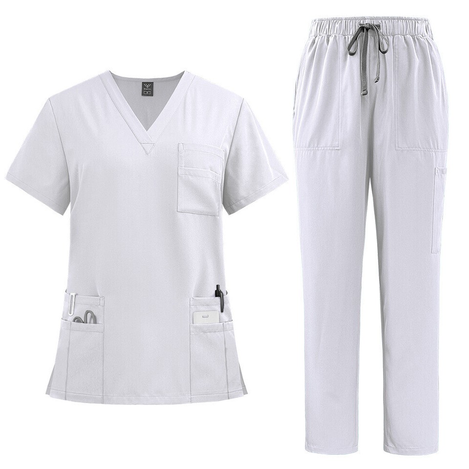 Women Mens Medical Doctor Nursing Uniform Suits Scrubs Shirt Pants ...