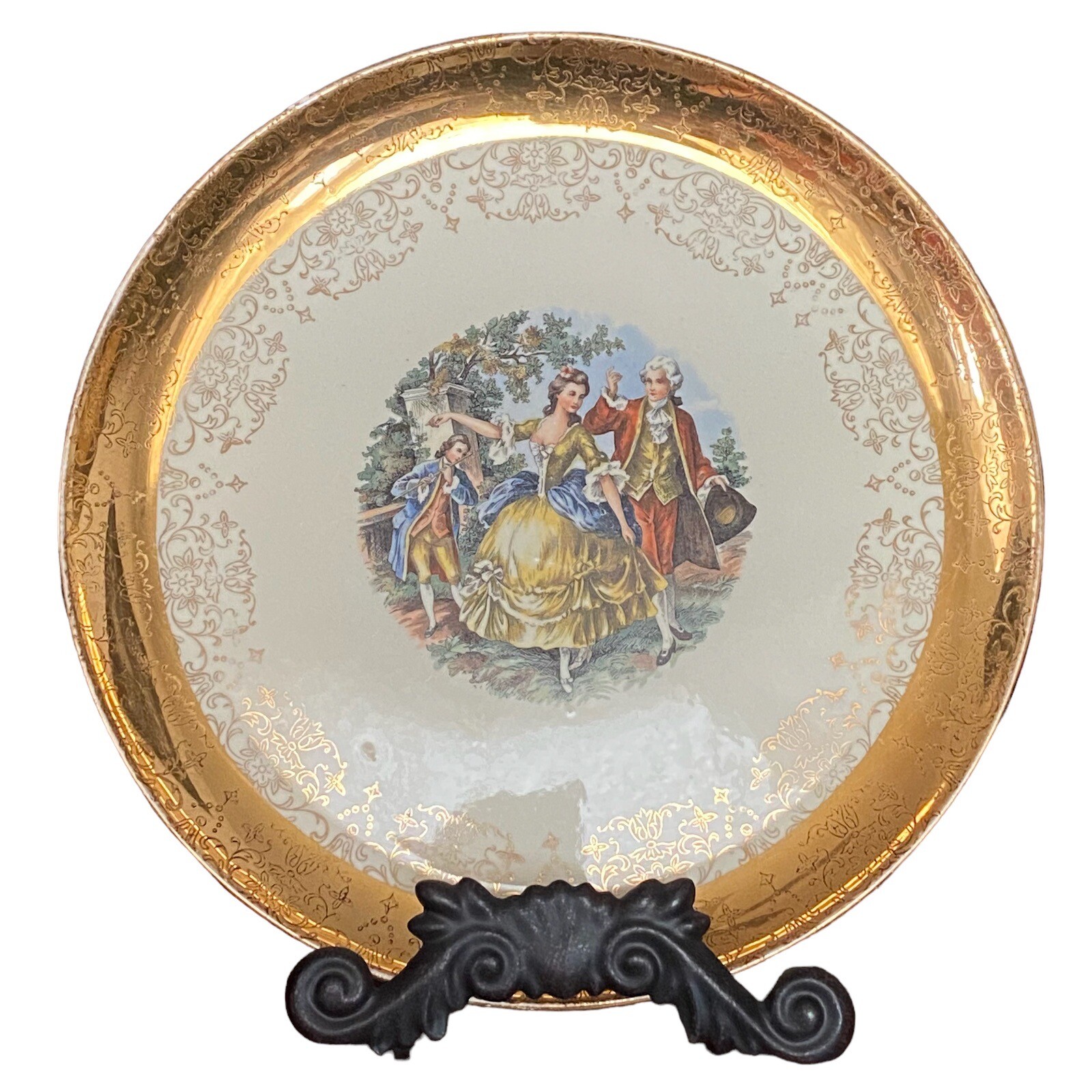 1 Vintage Sabin Crest O Gold 22K Warranted Courting Couple Dinner Plate ...