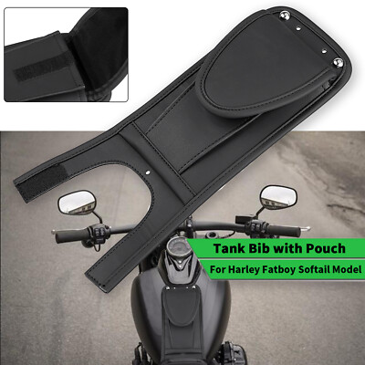Black Soft Vinyl Tank Bib W/ Pouch Fit For Harley Softail FLSTN FXSTC ...