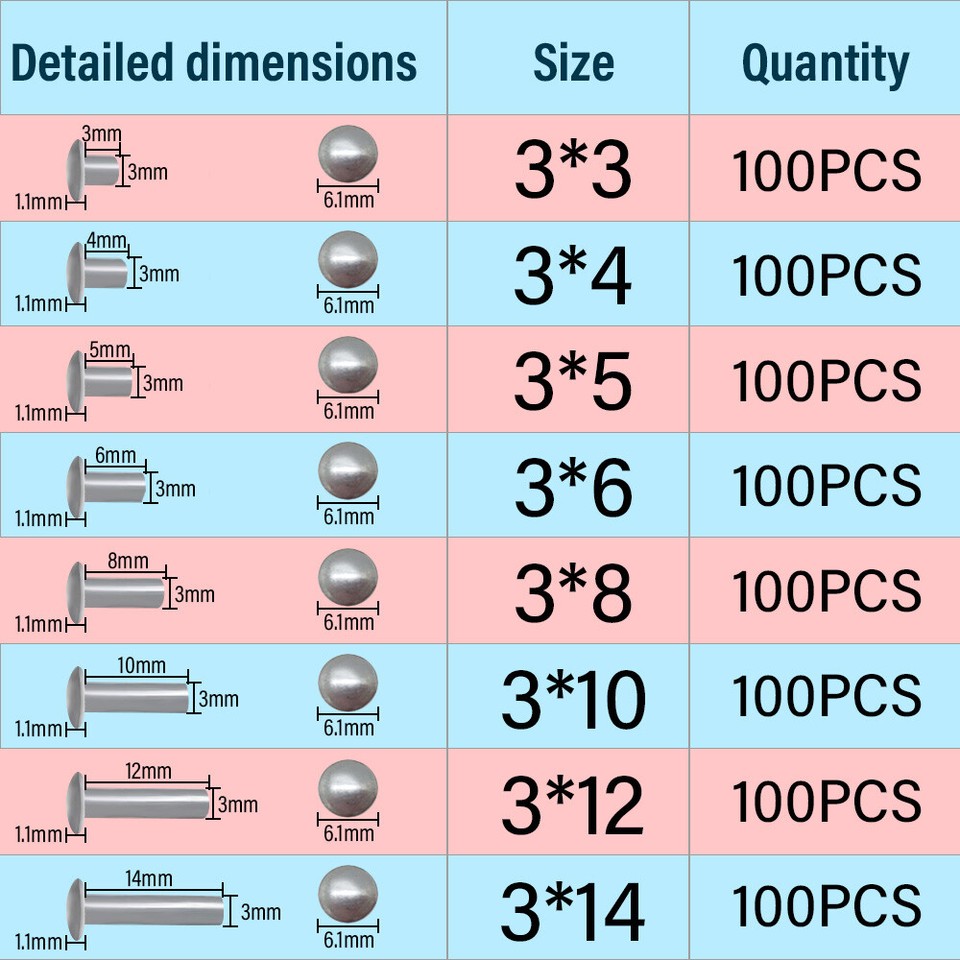 800pcs Semi Tubular Rivets For Tonka Super Assortment Toy Parts 1/8" Diameter | eBay