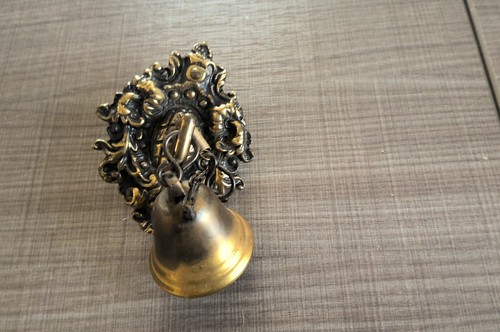 Vintage Antique Solid Brass Wall Hanging Dinner Bell With Pull Chain ...