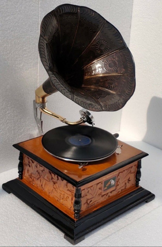 HMV Gramophone Phonograph Working Antique Audio ,win-up record players ...
