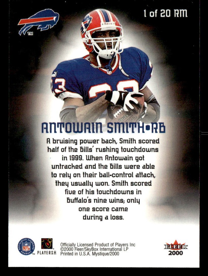 Antowain Smith 2000 Fleer Mystique Card #1 RM Buffalo Bills | eBay