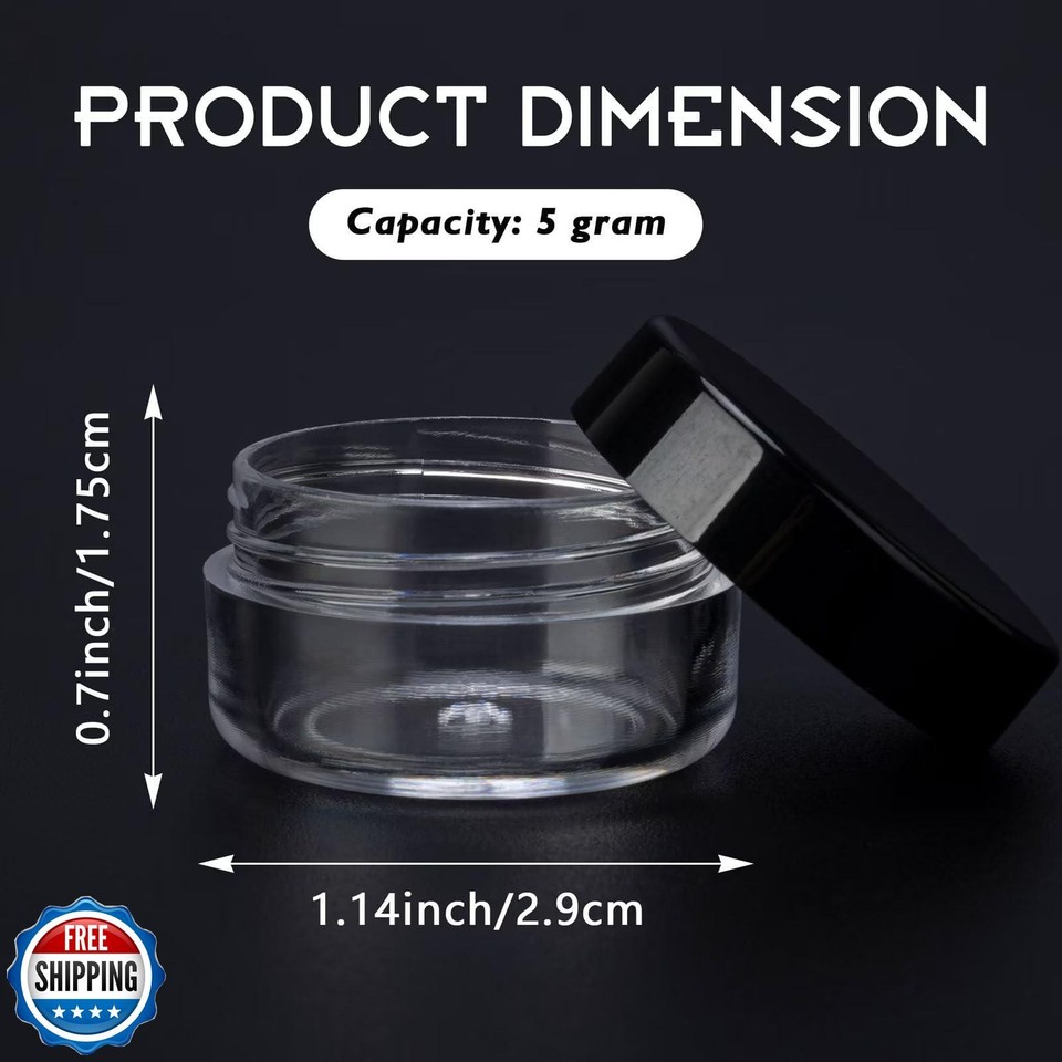 25 Count 5 Gram Sample Containers, Clear Lip Balm Containers with Lids ...