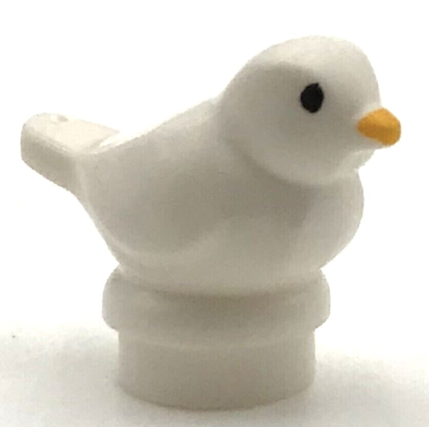 Lego New White Bird Small with Black Eyes and Bright Light Orange Beak ...