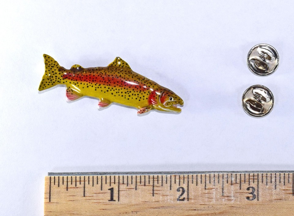 Rainbow Trout Pin, Handmade Fish Pin, Pewter, F001, 2”, Fishing Gift ...
