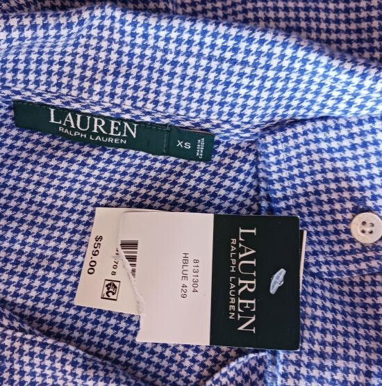 Ralph Lauren Monogram RLL Blue White Sleep Shirt Nightshirt Nightgown S ...