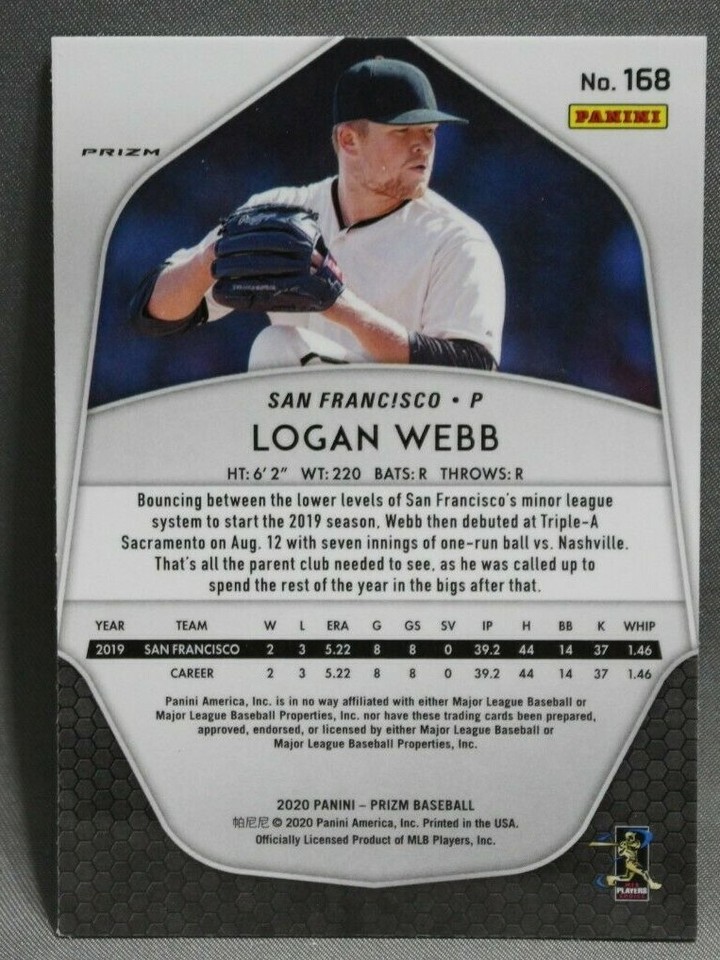 2020 Panini Prizm White Wave Logan Webb Rookie Baseball Card #168 | eBay