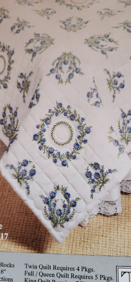 Tobin Stamped Quilt Blocks To Embroider Floral Treasure New Sealed Set ...