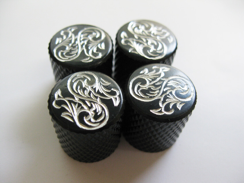 Hand engraving 4pcs scroll grass pattern electric guitar black metal ...