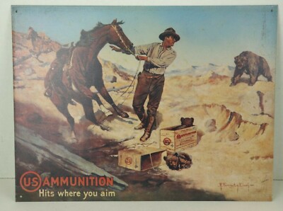 Vintage US Ammunition Tin - Cowboy Western Theme - Desperate Sign Co ...