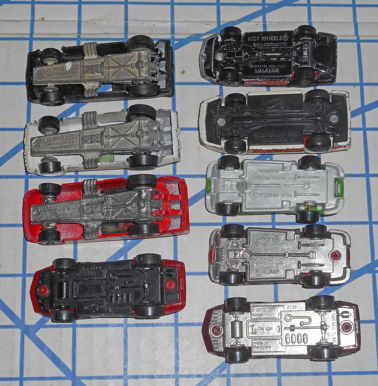 Lot of 9 Mattel Hot Wheels Chevy Corvette Stingrays incl. Trix Dragster ...