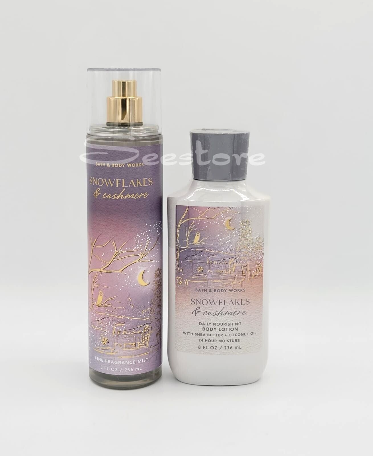 Bath & Body Works Snowflakes & Cashmere Body Mist & Body Lotion Gift ...