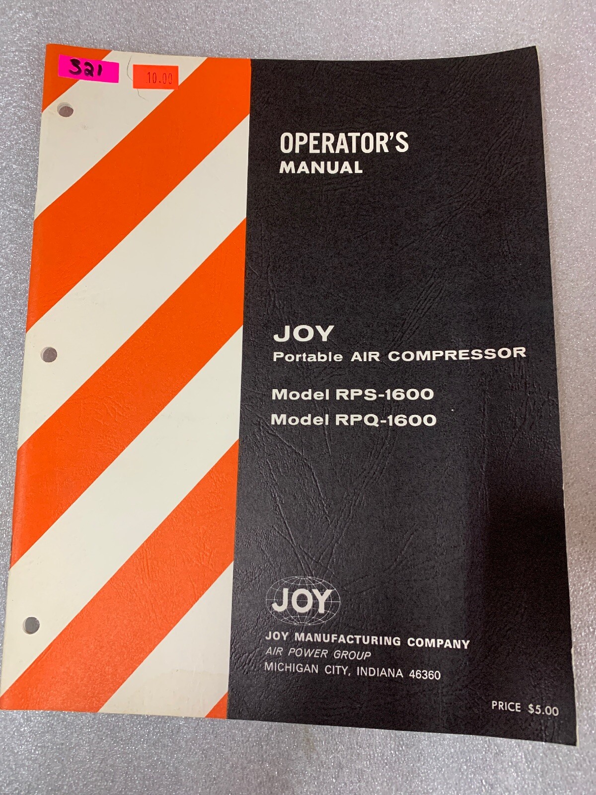 Joy Airscrew Portable Air Compressor Model RPS-750 Parts Manual Catalog ...