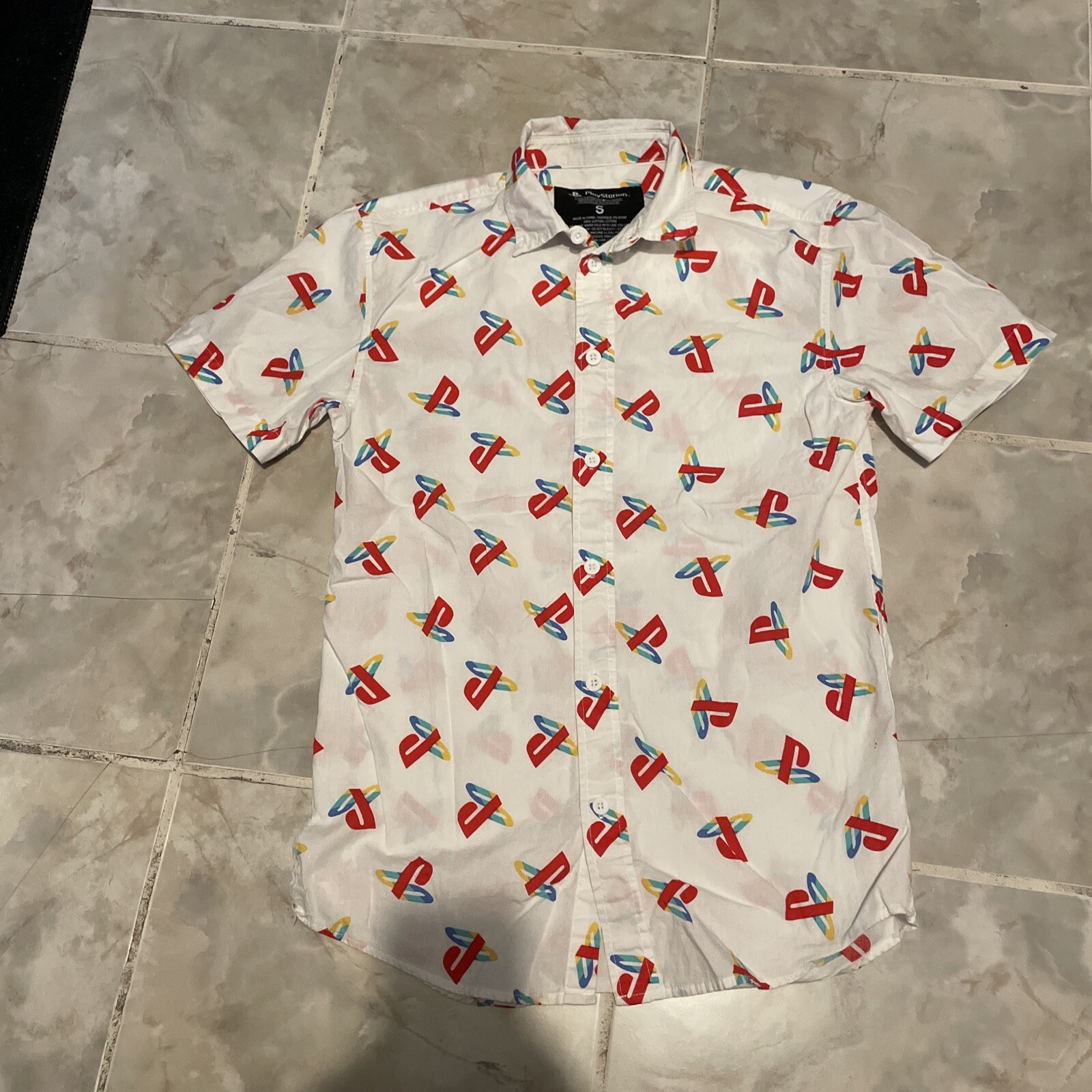 Sony Playstation PS1 PS Logo Button Down Shirt White … - Gem