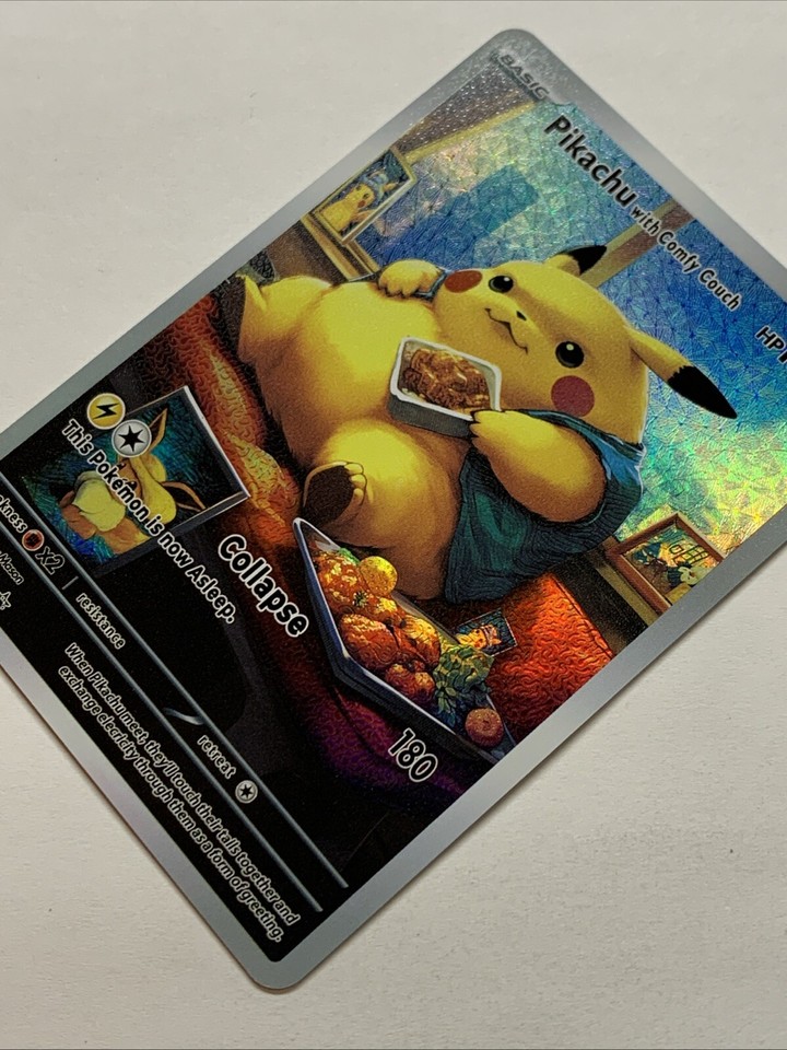 Pikachu With Comfy Couch Pokémon Card Holo Foil Art Anime Van Gogh ...