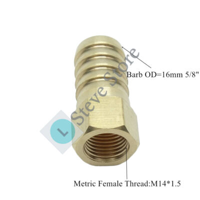 Metric Female Thread M14 M14x1.5 To Barb 16mm 5/8"Hose Adapter Fitting ...