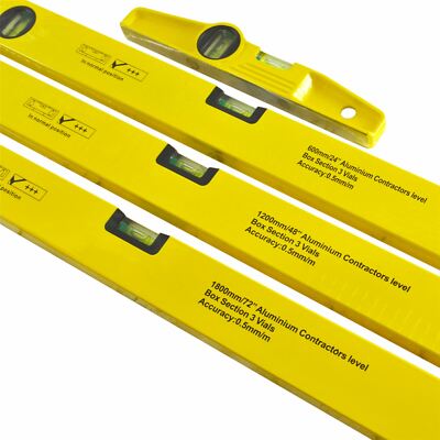 4pc Spirit Level Set 0.5 Mm/M With Ba 24" 72" 48" & 10" Scaffold Level ...