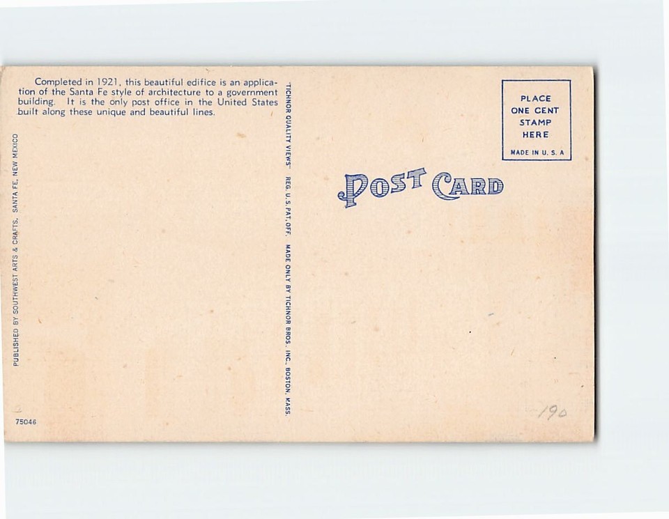 Postcard Post Office and Government Building, Santa Fe, New Mexico ...