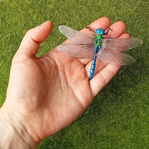 Flying Blue Dragonfly Lifelike Fairy Garden Terrarium Figurine Decor ...