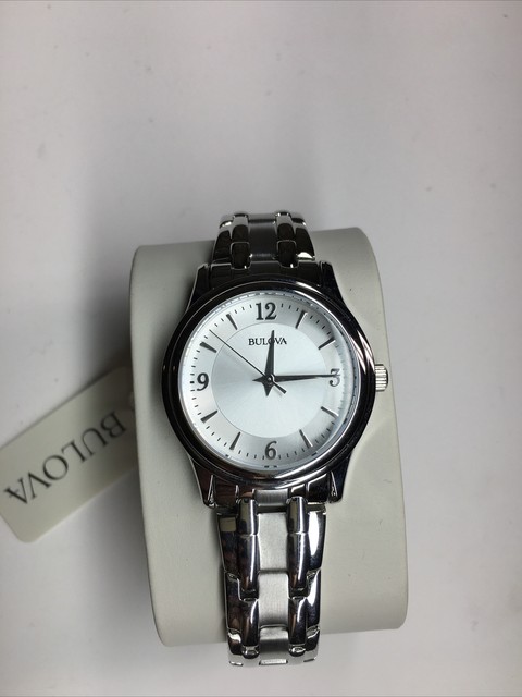 Bulova Ladies Watch 30mm Quartz Silver Dial Stainless Steel Band 96L005 ...