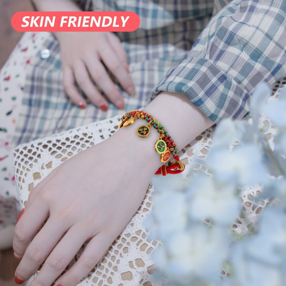 2 Pcs Tibetan Wealth Prosperity Jewelry Colorful Wrist Bracelet Ethnic ...