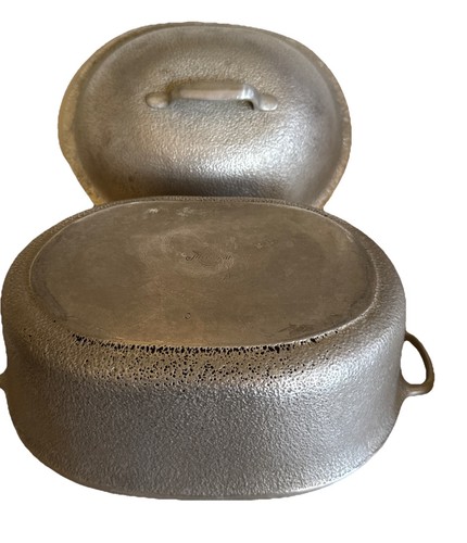 Vtg Century Silver Seal Oven Cookware Hammered Aluminum Oval Roaster ...