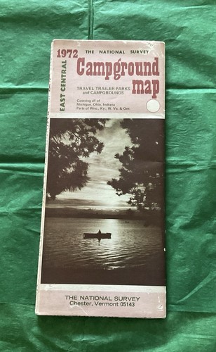1972 East Central Campground Map (Michigan, Ohio, Indiana & More) | eBay