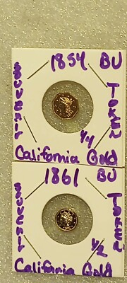 1852-1898 California Gold Souvenir Token Uncirculated BU Set 1/2 & 1/4 ...