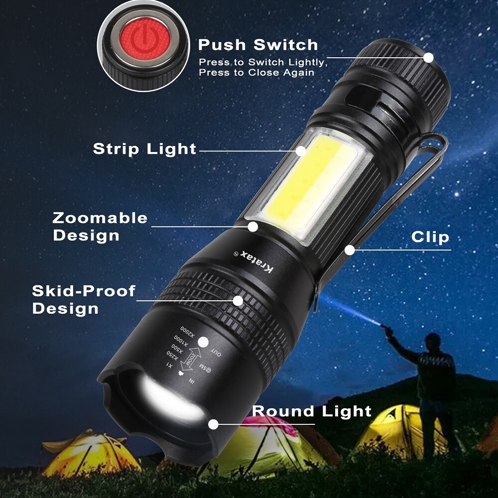 Tactical Flashlight Policeman Swat Swatter LED Flashlights with 2x AA ...
