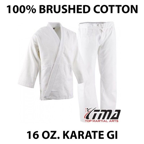 Size 5&6 WHITE 16 Oz. Gi Made of 100% Brushed Cotton Heavy Weight ...