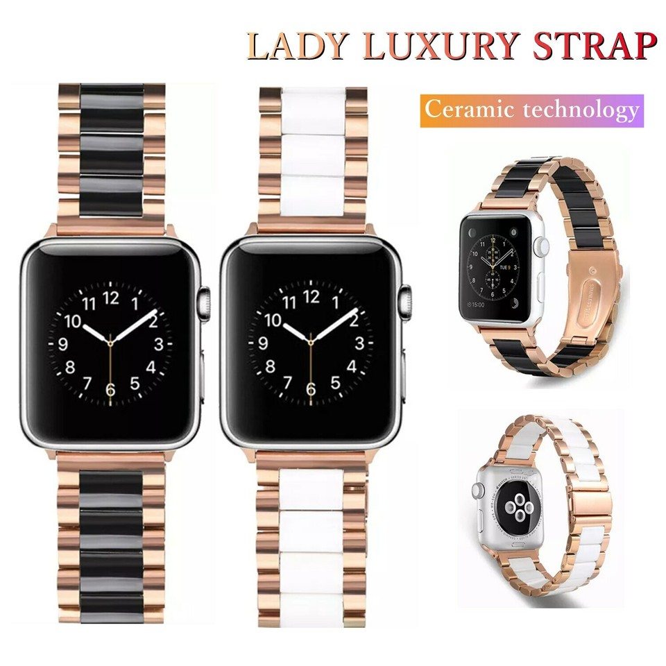 Ceramic Ladies Watch Band Stainless Steel Bracelet For Apple Watch ...