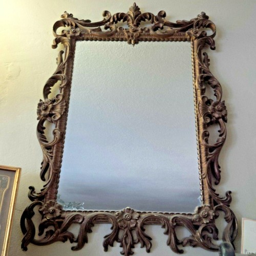Vintage Rococo Regency Turner Ornate Gold Resin Wall Mirror Rose Shelf ...