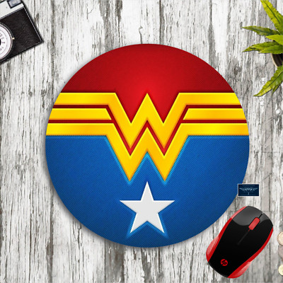 WONDER WOMAN LOGO 8" ROUND CUSTOM PC MOUSE PAD DESK MAT D3 SCHOOL WORK ...