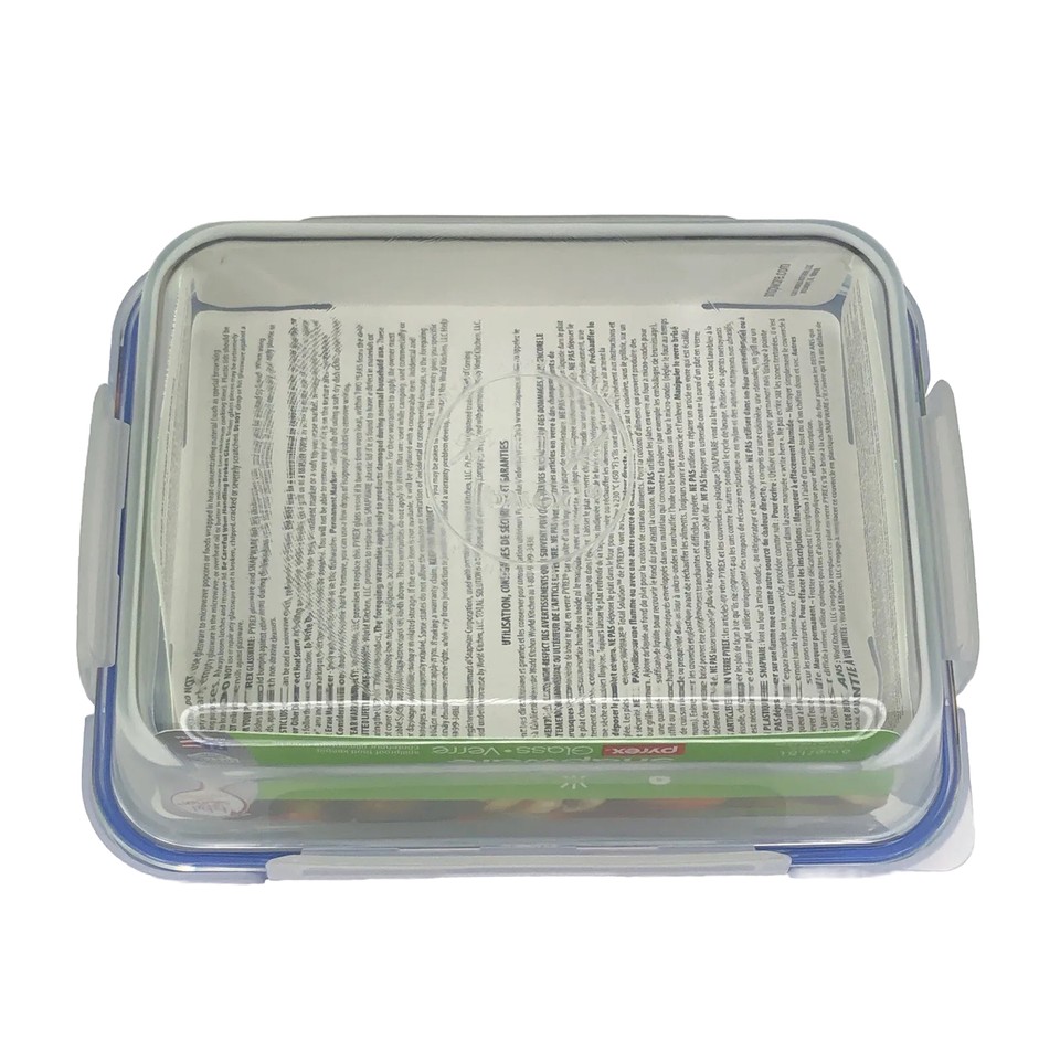 Pyrex Snapware 6-Cup Rectangle Glass Storage Dish with Clear Blue Lid ...