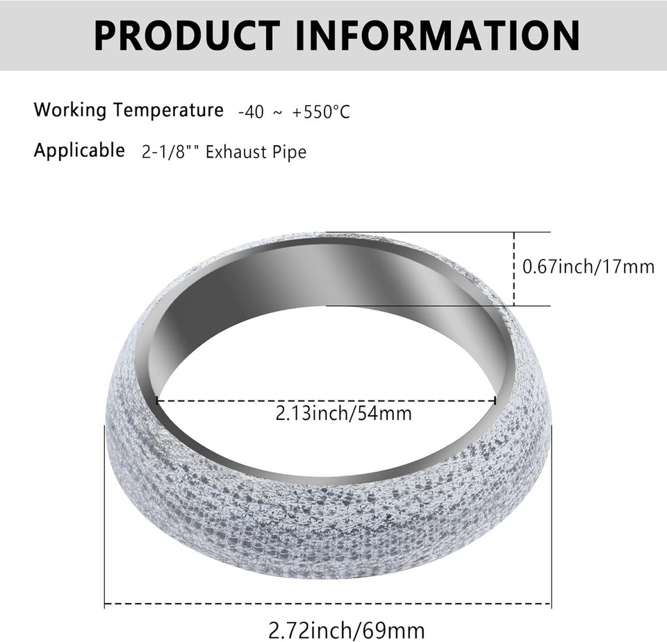 2.13"/54mm Car Exhaust Manifold Gasket, Graphite Construction Exhaust ...