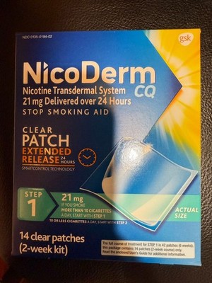 NicoDerm CQ Step 1 Stop Smoking Aid Clear Nicotine Patches - 14 Count ...