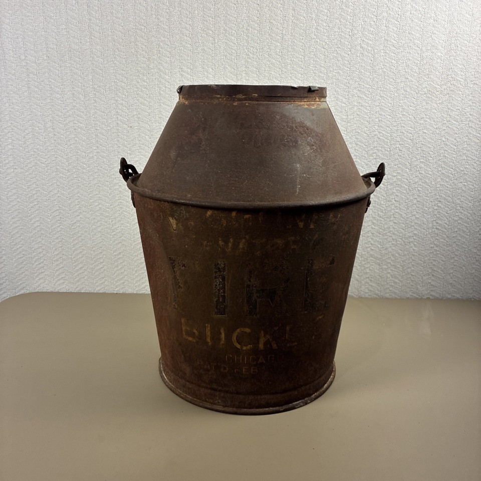 Antique Fire Bucket Patented Feb 15, 1905 Chicago Top And Bottom ...