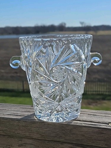 Beautiful Vintage Crystal Pinwheel 8-Point Star Etched Ice Bucket 5.75 ...