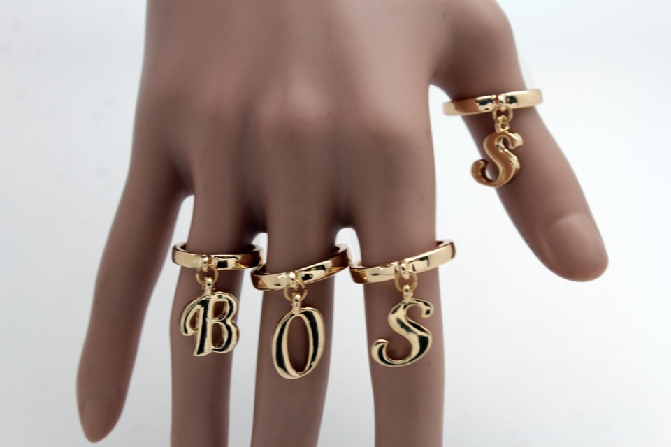 Cool Women Gold Metal Wrap Around 4 Fingers Ring Fashion Jewelry Snake ...
