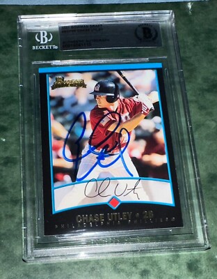 CHASE UTLEY SIGNED CARD ROOKIE CARD 2001 BOWMAN DRAFT RC BECKETT ...