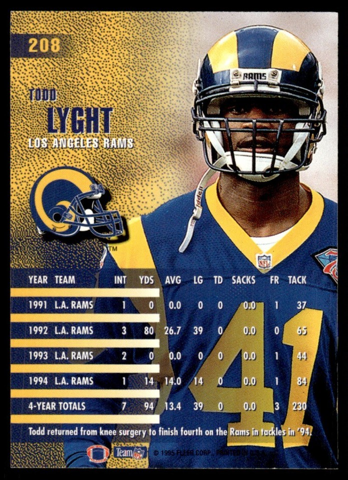 1995 Fleer #208 Todd Lyght St. Louis Rams | eBay