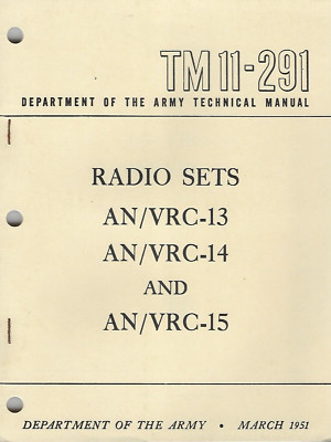 Historical book Radio Sets AN/VRC-13, AN/VRC-14, AN/VRC-15, Operator ...