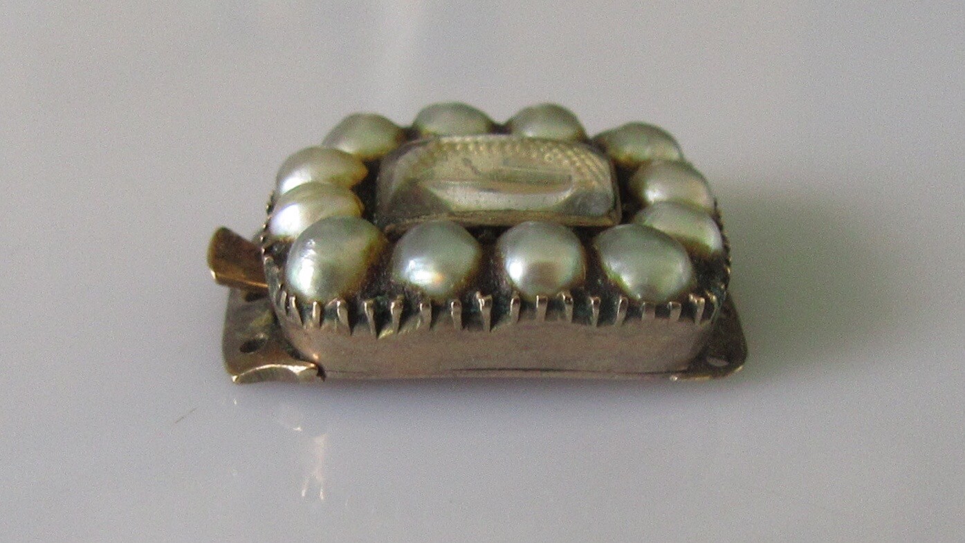 Georgian Gold Clasp - Multi Natural Pearl Oblong Clasp (For Necklace ...