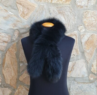 Fur scarf, real fur scarf, luxury fox fur scarf,fur collar,black fox ...