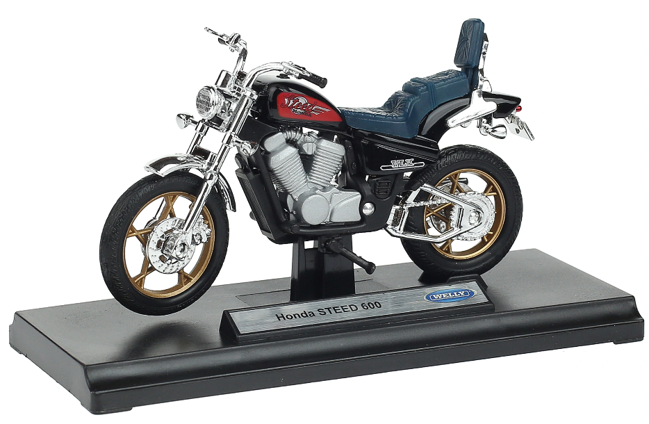 WELLY - Motorcycle HONDA Steed 600 black blue seat - 1/18 ...
