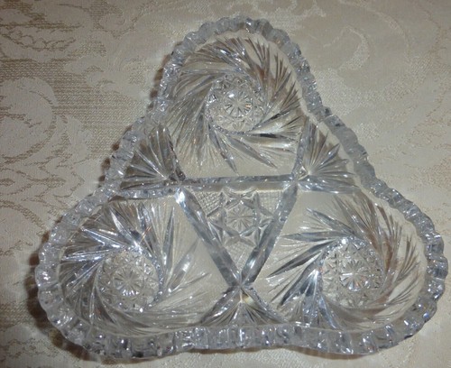 Cut glass triangle star design dish | eBay